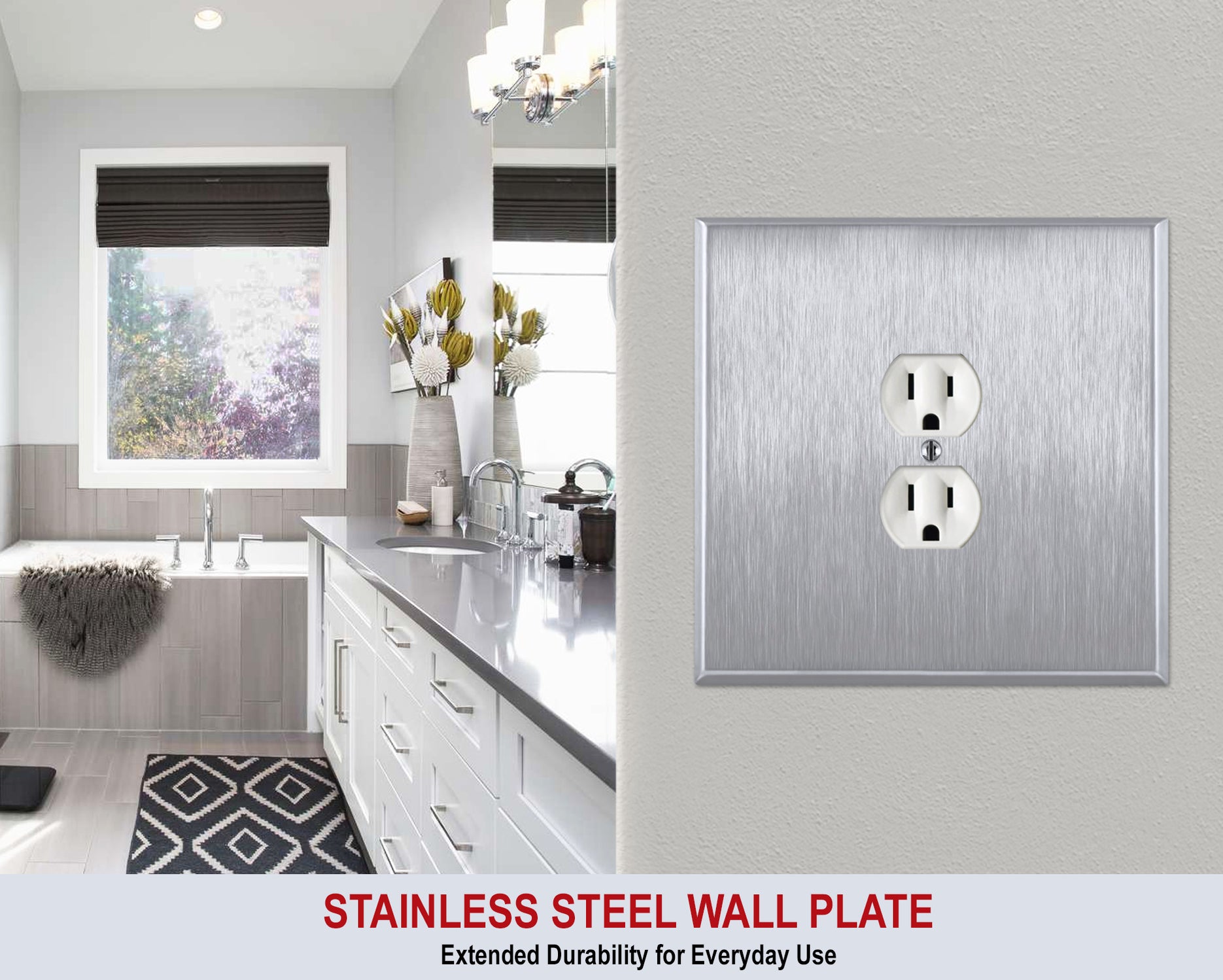 OVERSIZED Stainless Steel Switch Plate Cover, 2 Gang Jumbo Electrical ...