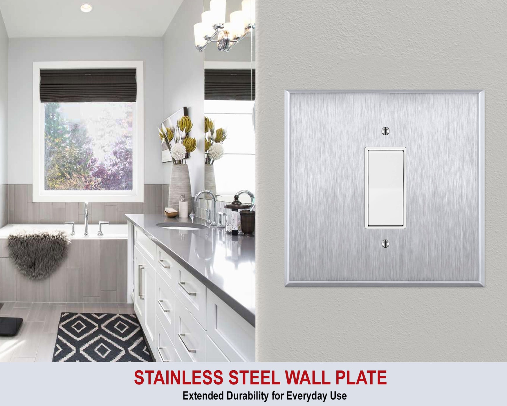 OVERSIZED Stainless Steel Switch Plate Cover, 2 Gang Jumbo Electrical ...