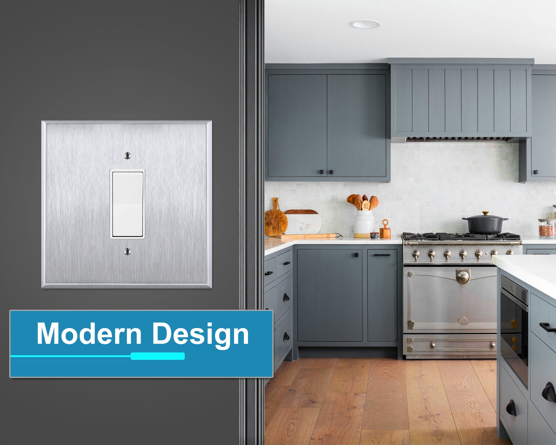 OVERSIZED Stainless Steel Switch Plate Cover, 2 Gang Jumbo Electrical ...