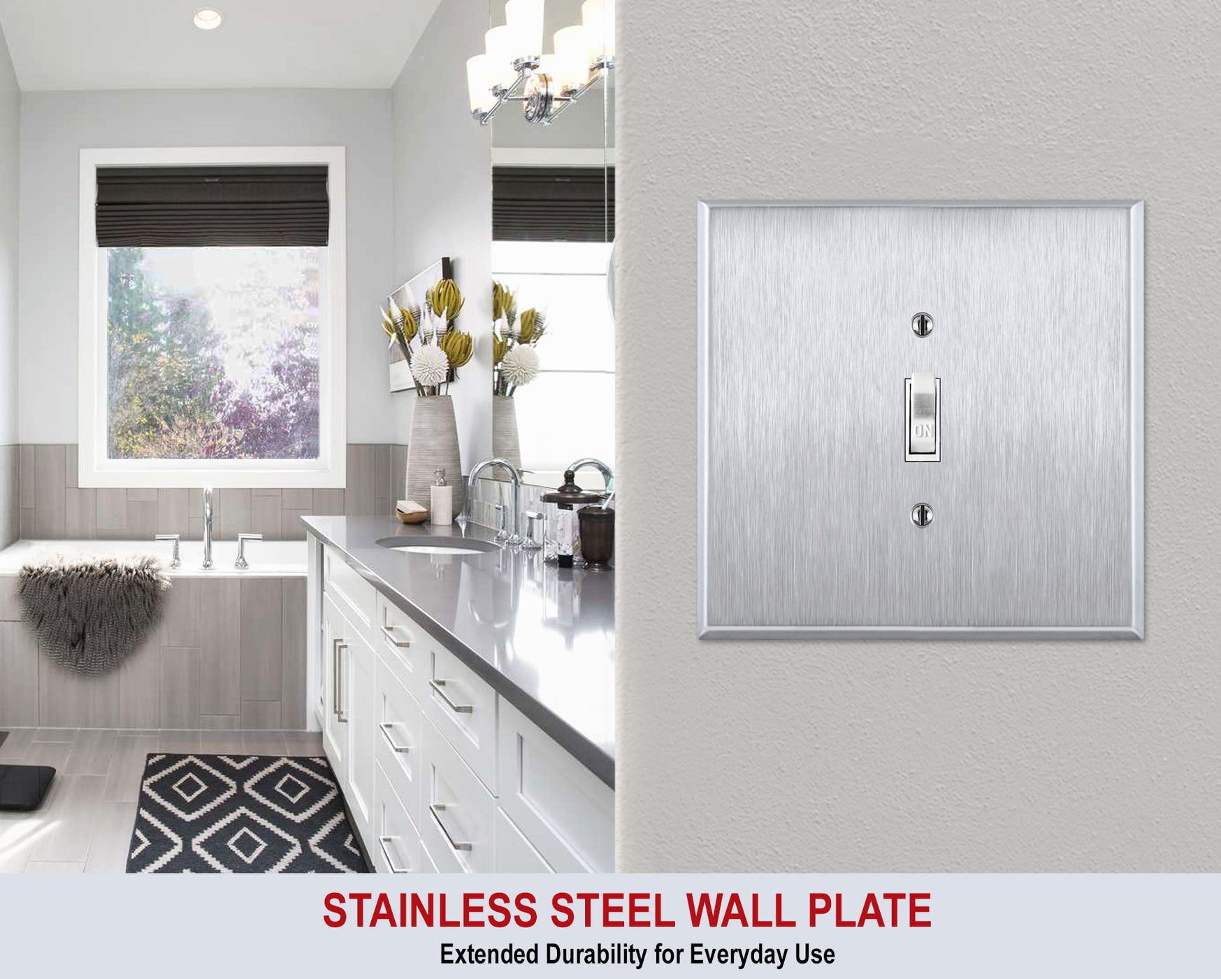 OVERSIZED Stainless Steel Switch Plate Cover, 2 Gang Jumbo Electrical ...